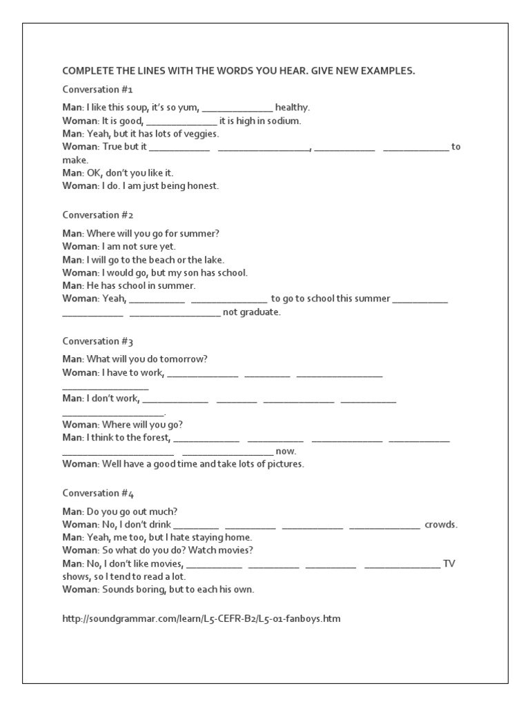 Listening - Coordinating Conjunctions | PDF