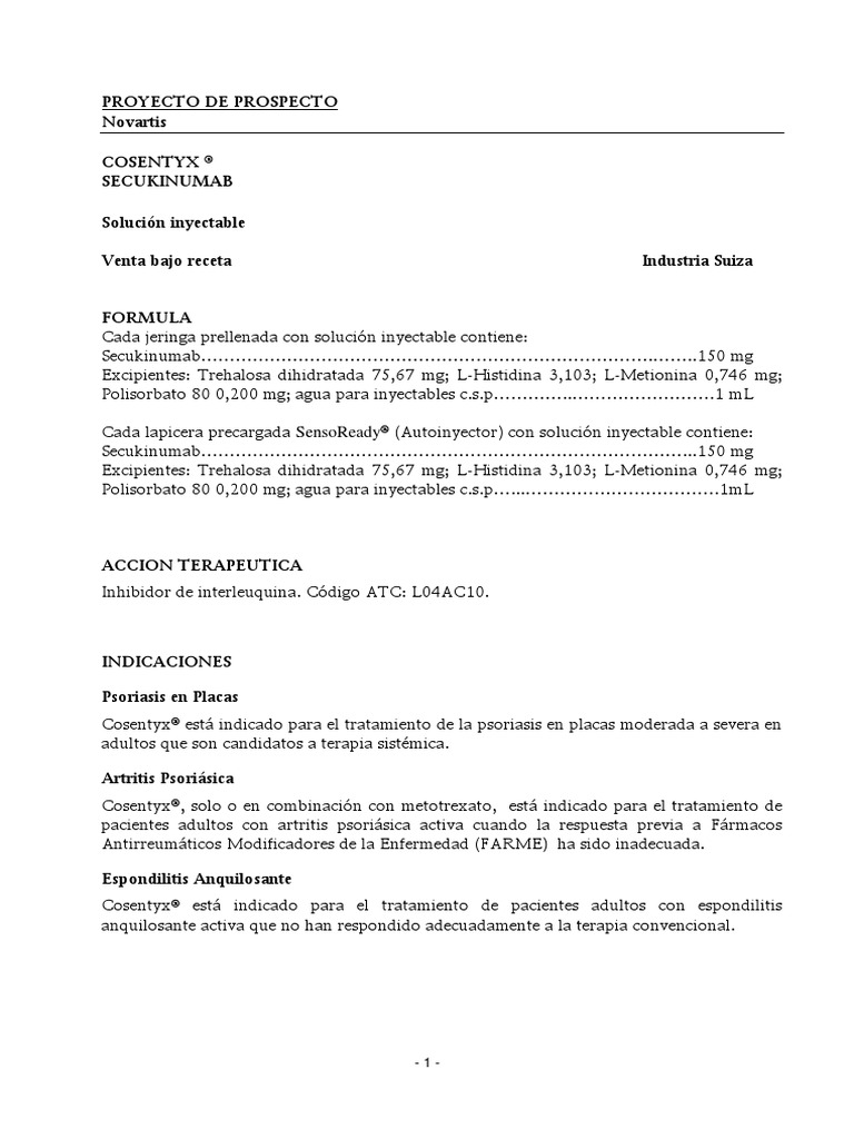 Cosentyx | PDF | Psoriasis | Inflamación