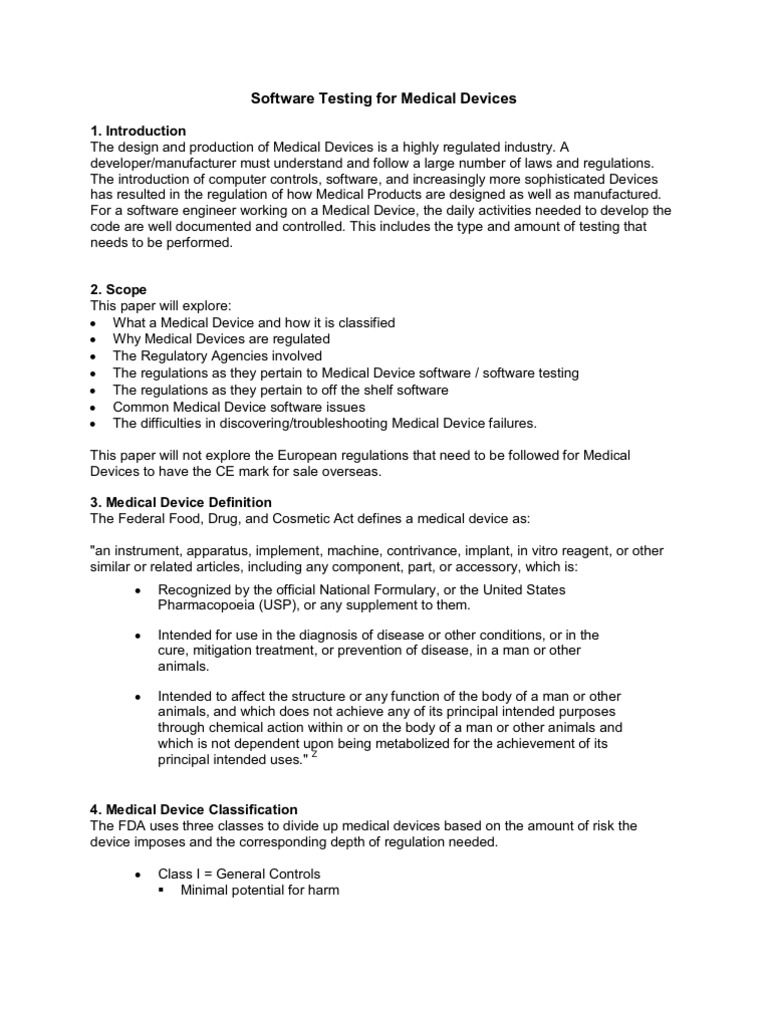Software Testing For Medical Devices | PDF | Medical Device ...