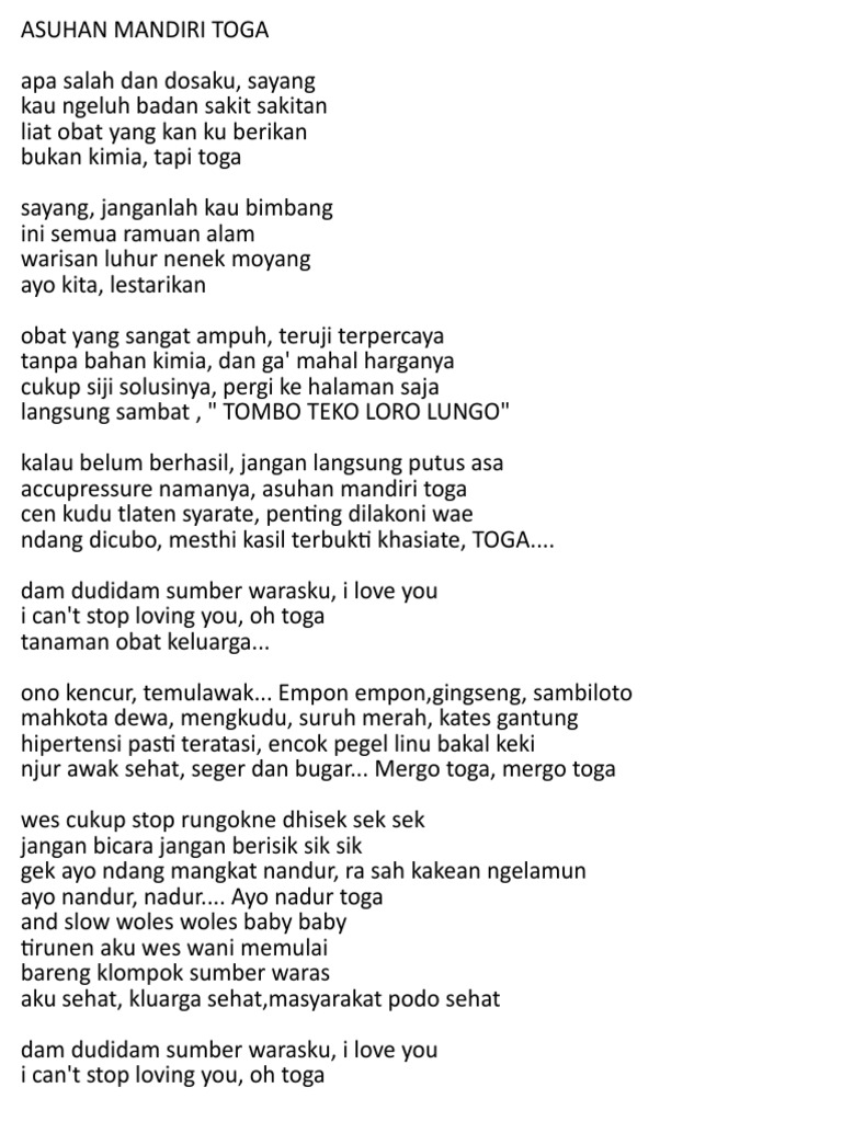 "Manfaat TOGA: Sehat Tanpa Kimia" | PDF