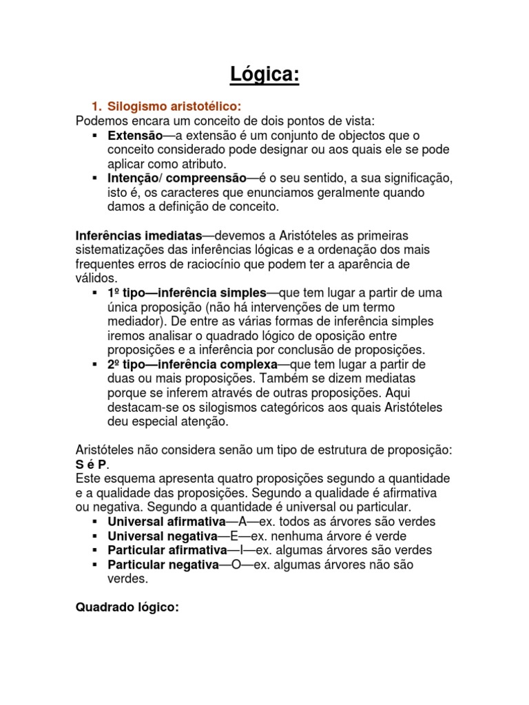 Logica Resumos | PDF | Argumento | Lógica