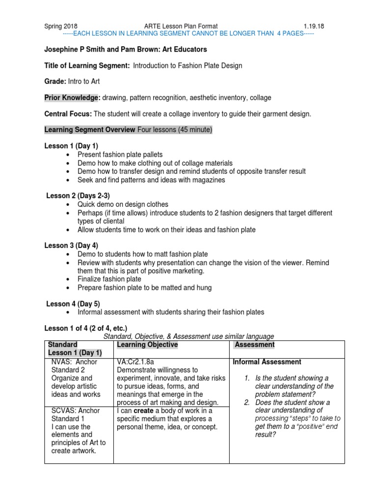 Lesson Plan - Fashion Design | PDF | Educational Assessment | Lesson Plan