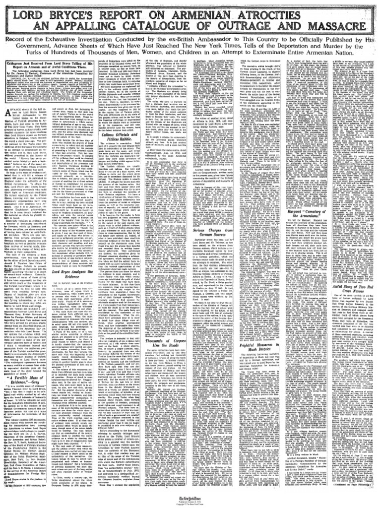 19161008-Lord Bryce's Report On Atrocities - NY Times - Oct. 8, 1916 | PDF