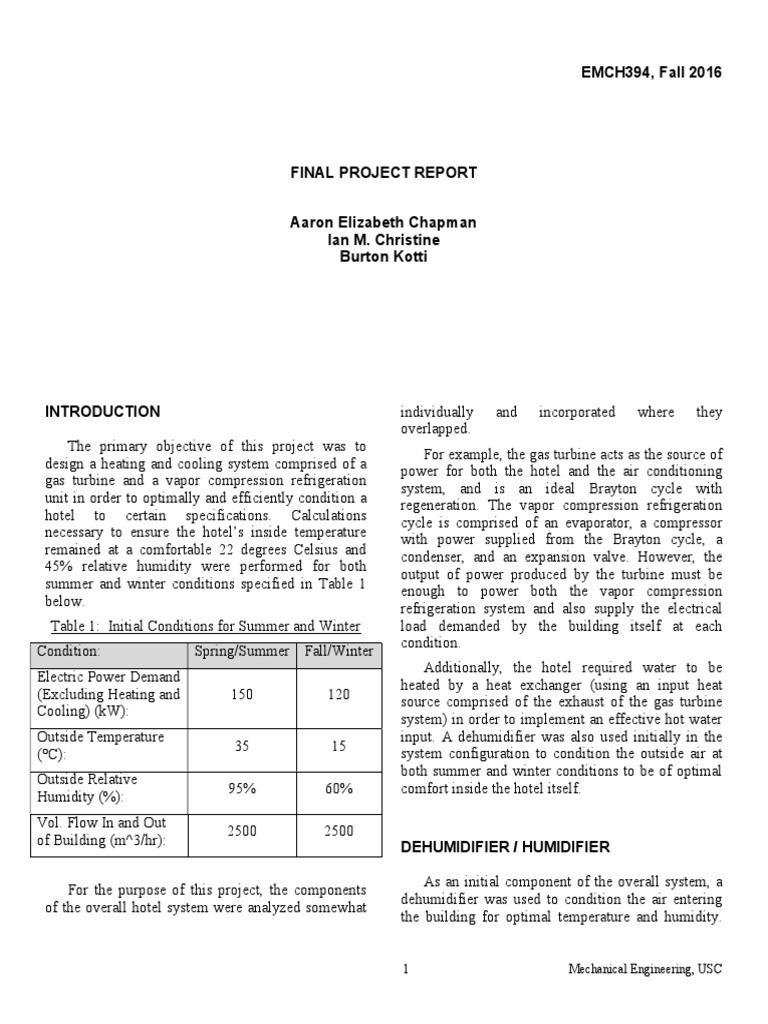Emch394 - Final Project Report | PDF | Enthalpy | Air Conditioning