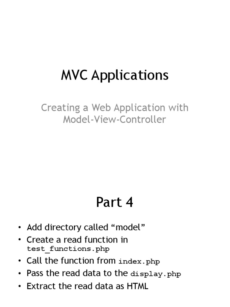 MVC - Part 4 | Download Free PDF | Model–View–Controller | Php