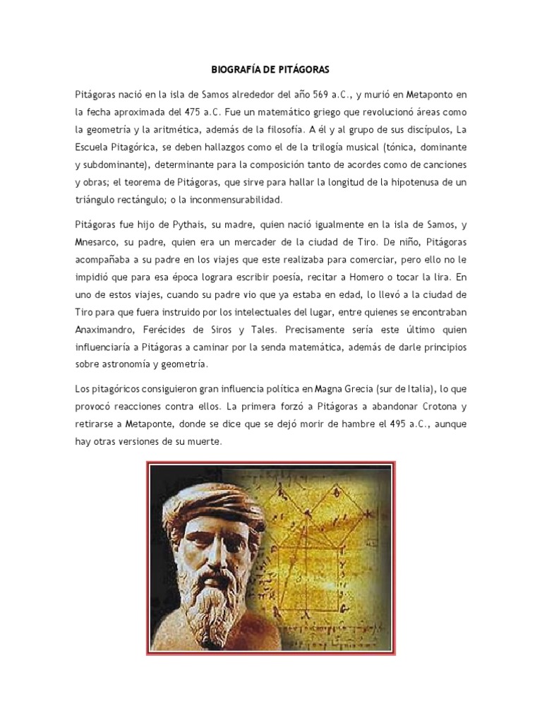 Biografia De Pitagoras