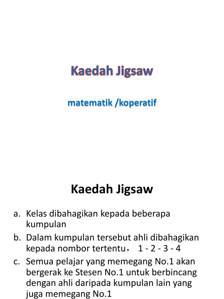 Kaedah Jigsaw | PDF