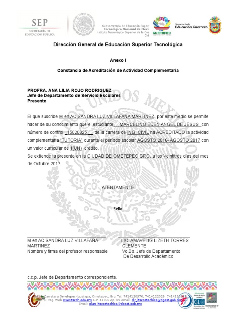 Constancia de Acreditación de Actividad Complementaria | PDF