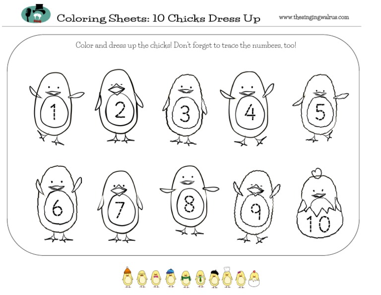 Coloring Sheet 10 Chicks | PDF
