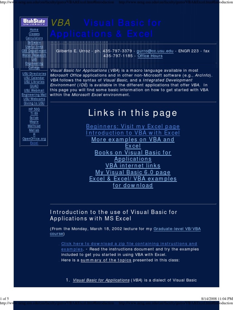 Visual Basic For Applications | PDF | Visual Basic For Applications | Microsoft Excel
