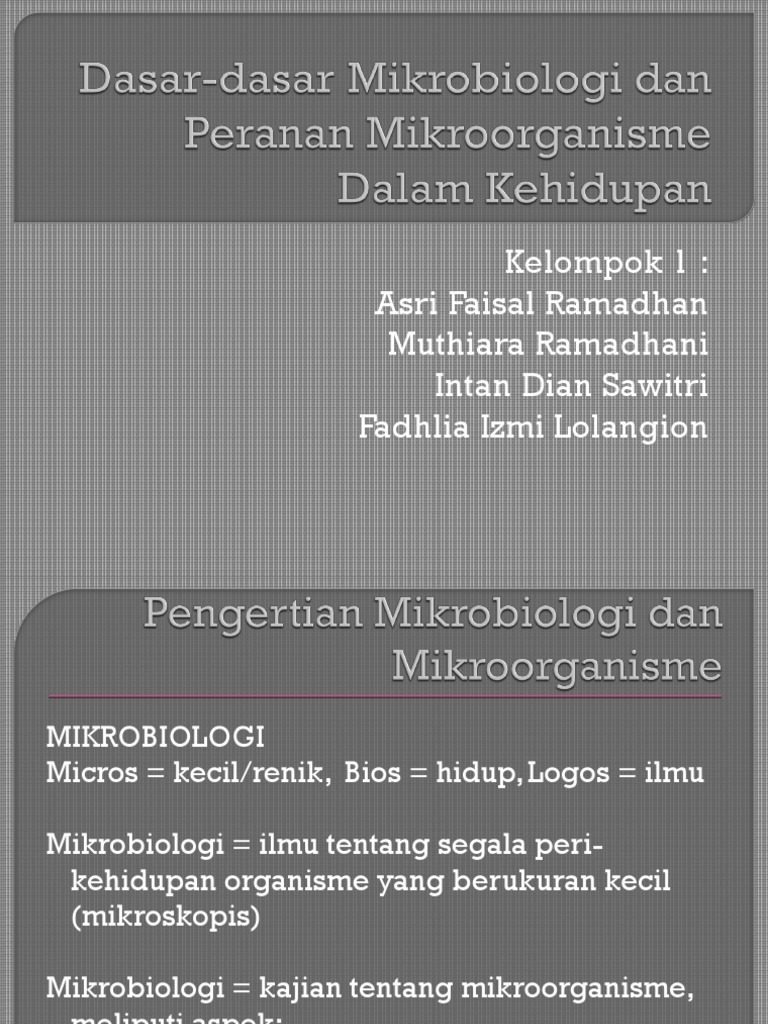 Dasar-Dasar Mikrobiologi Dan Peranan Mikroorganisme Dalam Kehidupan | PDF