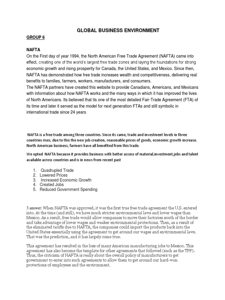 Nafta | PDF | North American Free Trade Agreement | Free Trade