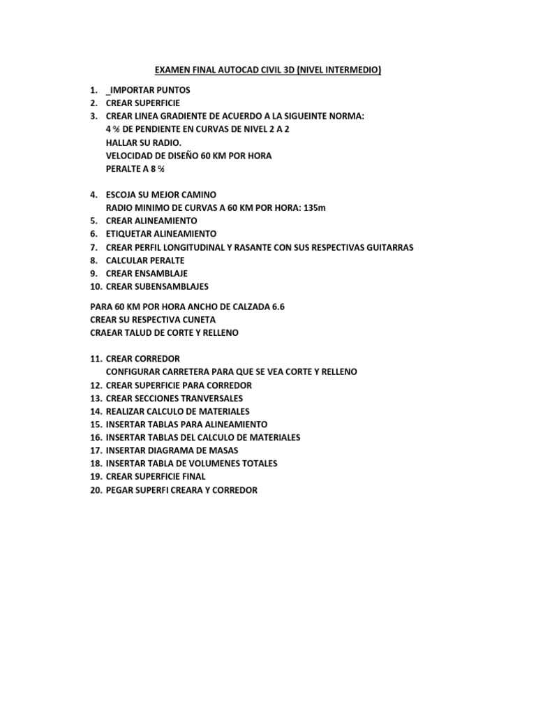 Examen Final Autocad Civil 3d | PDF