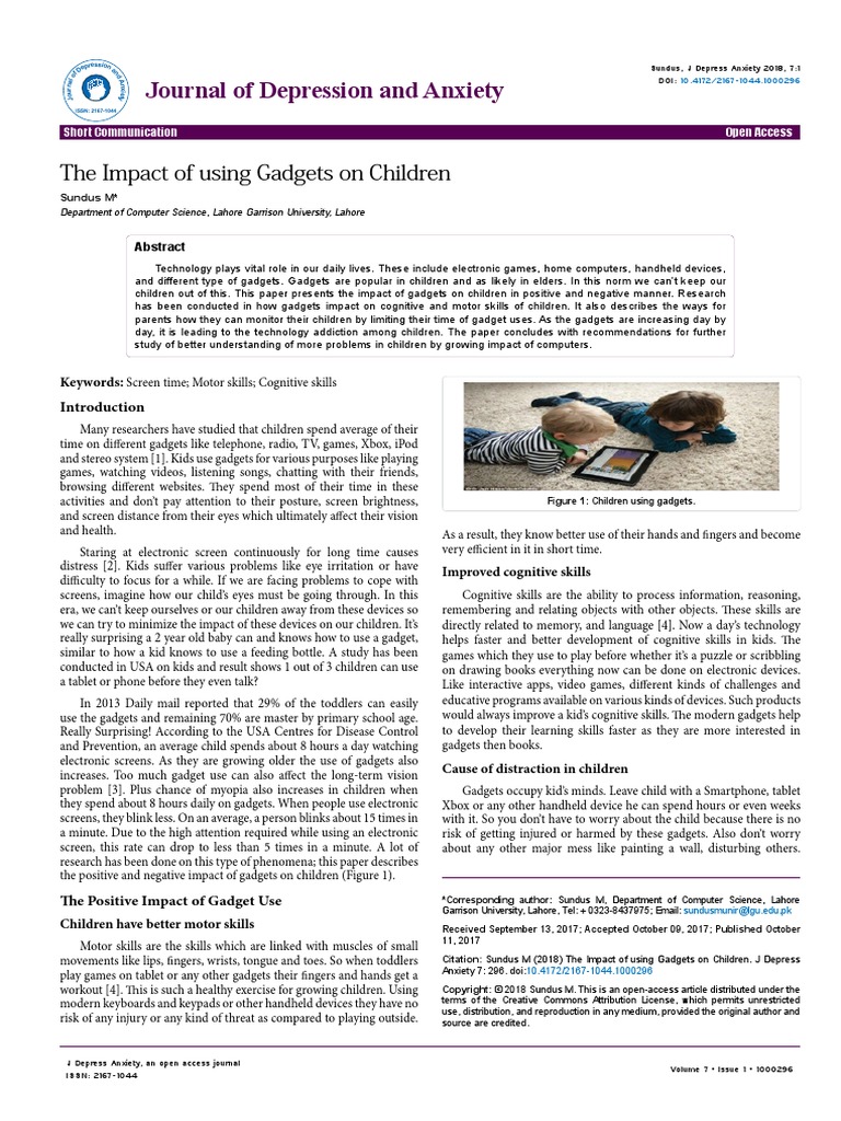 The Impact of Using Gadgets On Children 2167 1044 1000296 | PDF ...