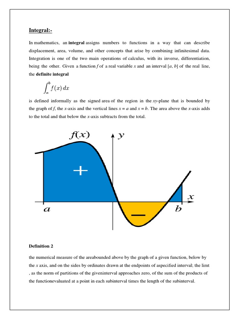 Integral:-: Definition 2 | PDF | Integral | Mathematical Relations