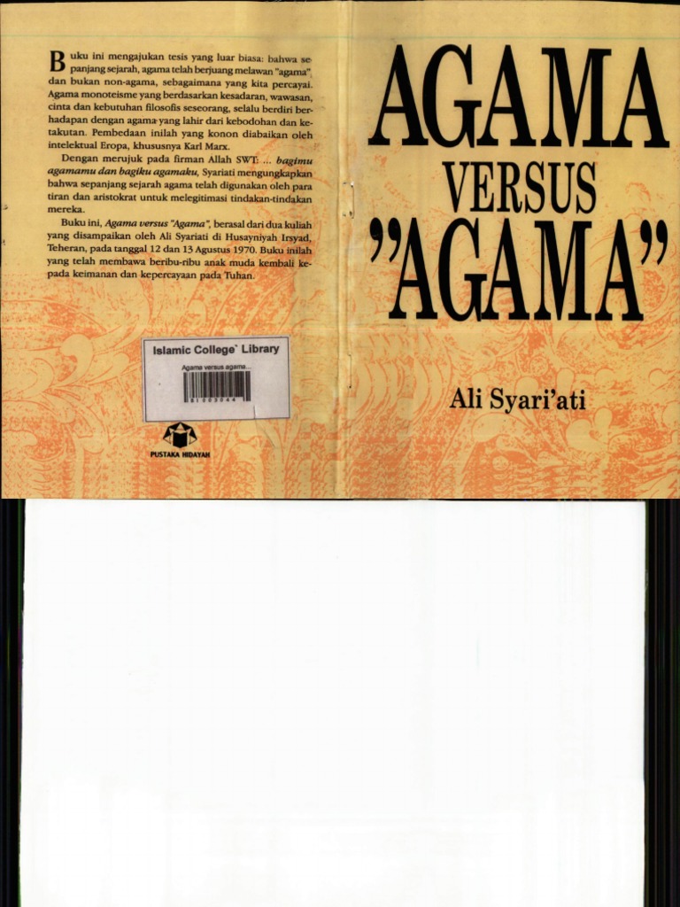(Ali Syari'Ati) AGAMA Versus AGAMA | PDF