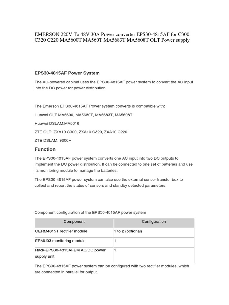 Emerson AC-DC Converter | PDF | Rectifier | Electric Power System