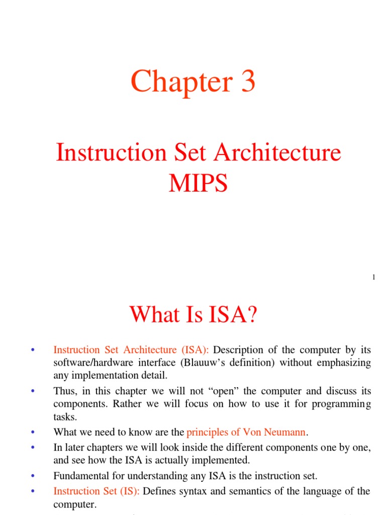 Instruction Set Architecture MIPS PDF | PDF | Assembly Language ...