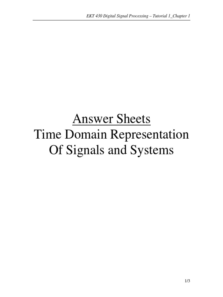 Tutorial1 Chapter1 Answer | PDF | Digital Signal | Digital Signal Processing