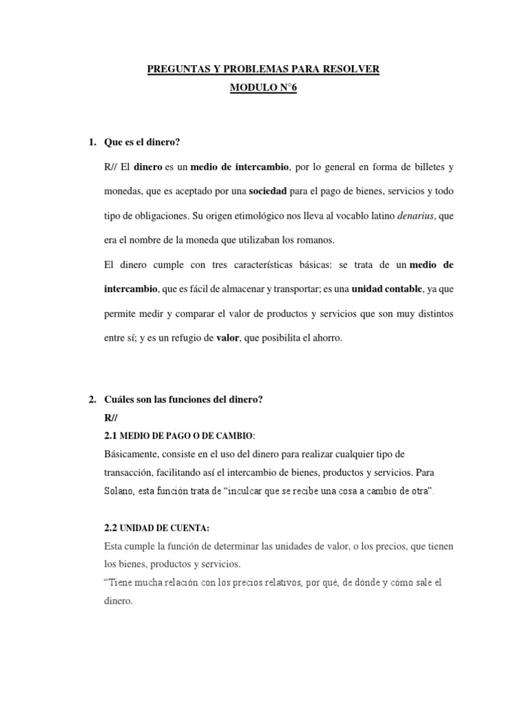 Tarea Modulo#6 | PDF | Efectivo | Dinero