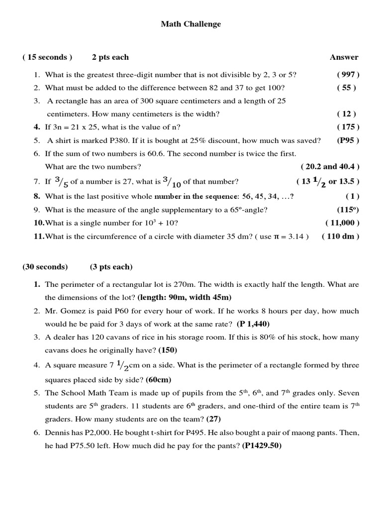 Exploring Math Concepts Through Word Problems | PDF | Area | Space