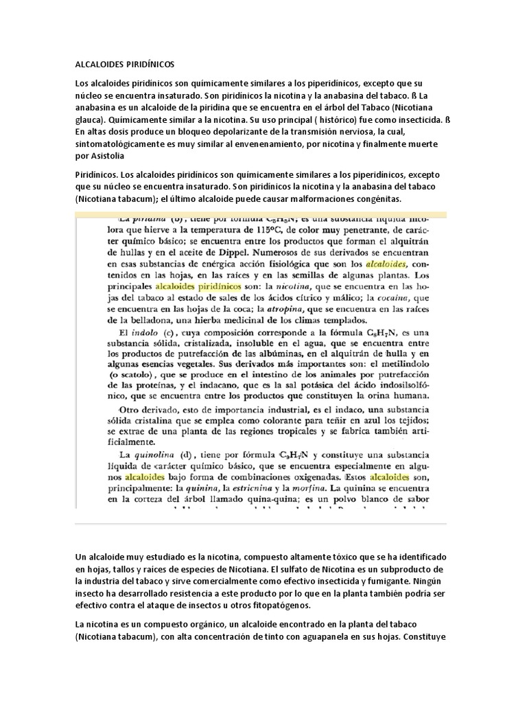 Alcaloides Piridínicos: Nicotina y Anabasina | PDF | Cocina, comidas y vino