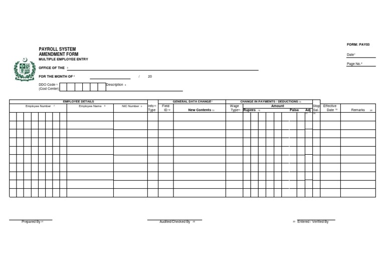 Payroll System Amendment Form | PDF