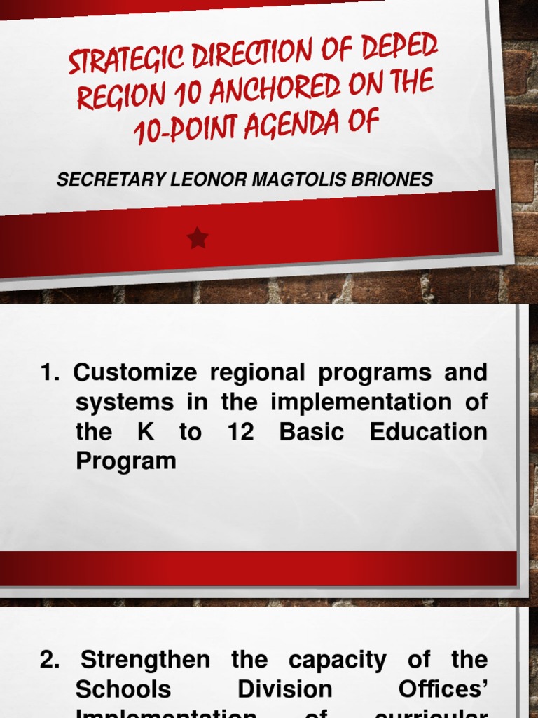 Strategic Direction of DepEd Region 10 | PDF
