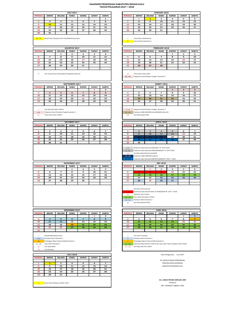 A.kalender Pendidikan 2017-2018 | PDF