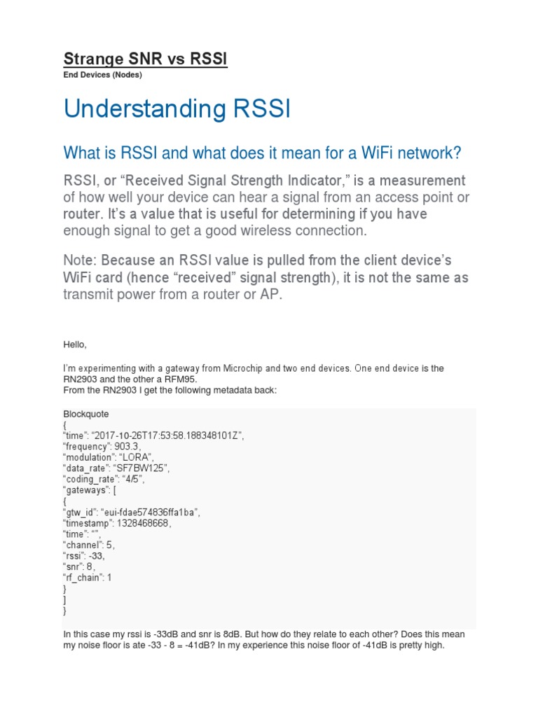 Understanding SNR and RSSI | PDF | Signal To Noise Ratio | Decibel