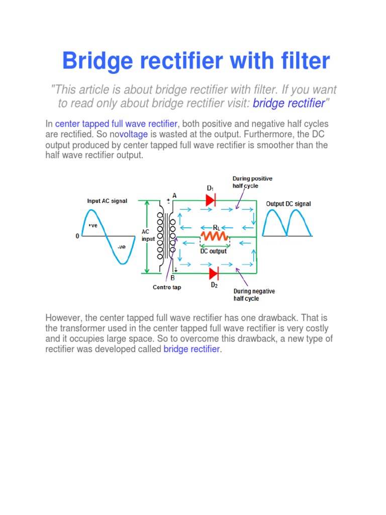 Bridge Rectifier With Filte1 | PDF | Rectifier | Direct Current