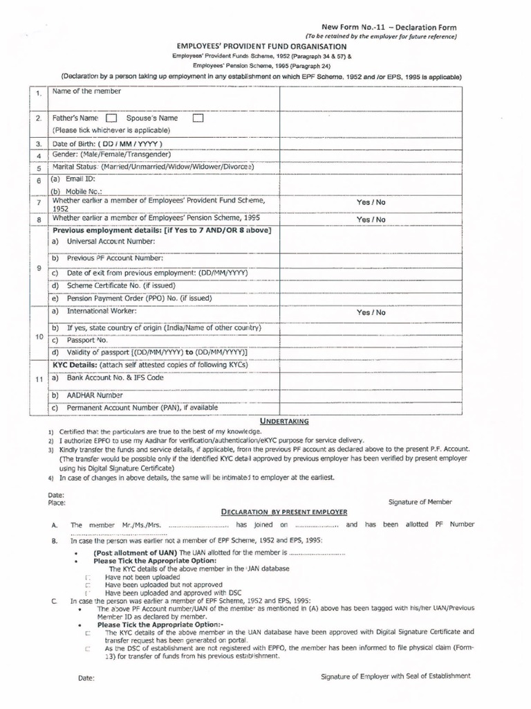 Declaration Form 11 New | PDF