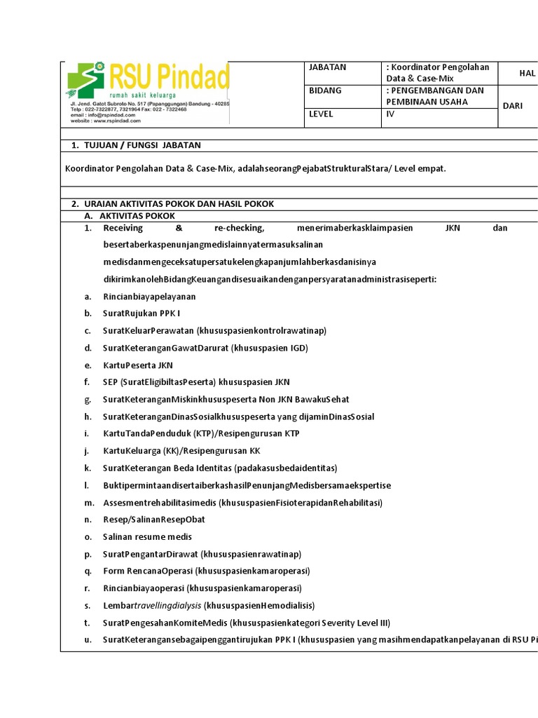 Koordinator Pengolahan Data Kesehatan | PDF