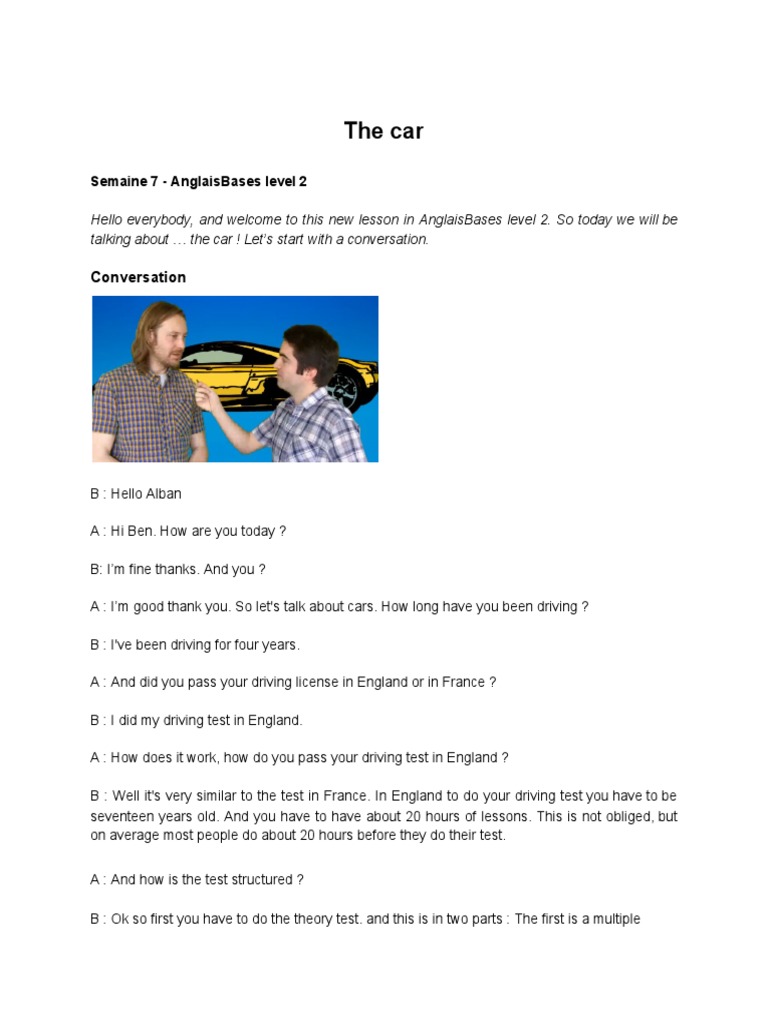 Semaine7 Cars v2 | PDF | Test (Assessment) | Car