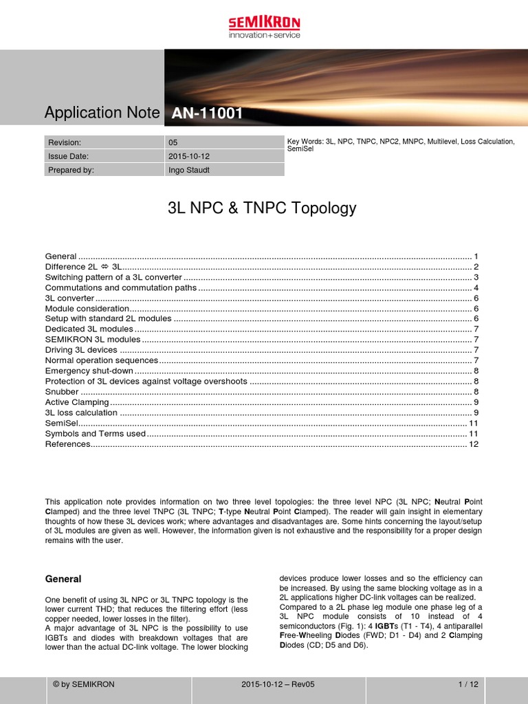 Application Note: 3L NPC & TNPC Topology | PDF | Switch | Diode