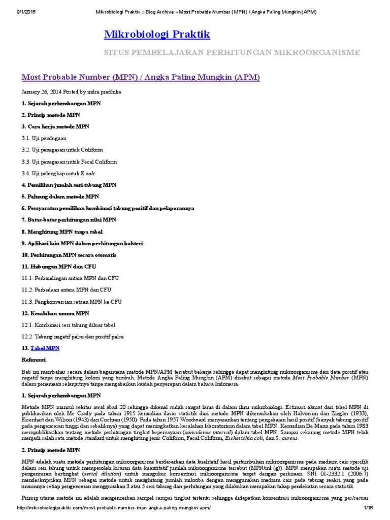 Uji MPN Sesuai SNI PDF | PDF