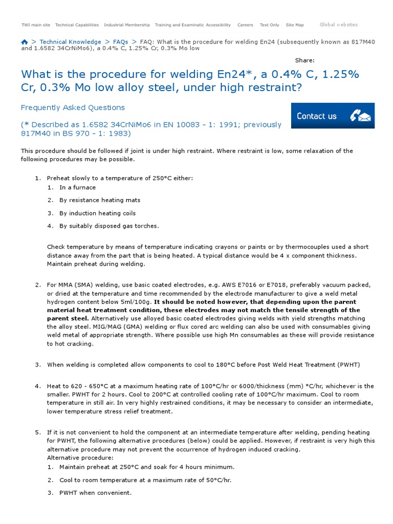 FAQ - What Is The Procedure For Welding En24 (Subsequently Known As ...