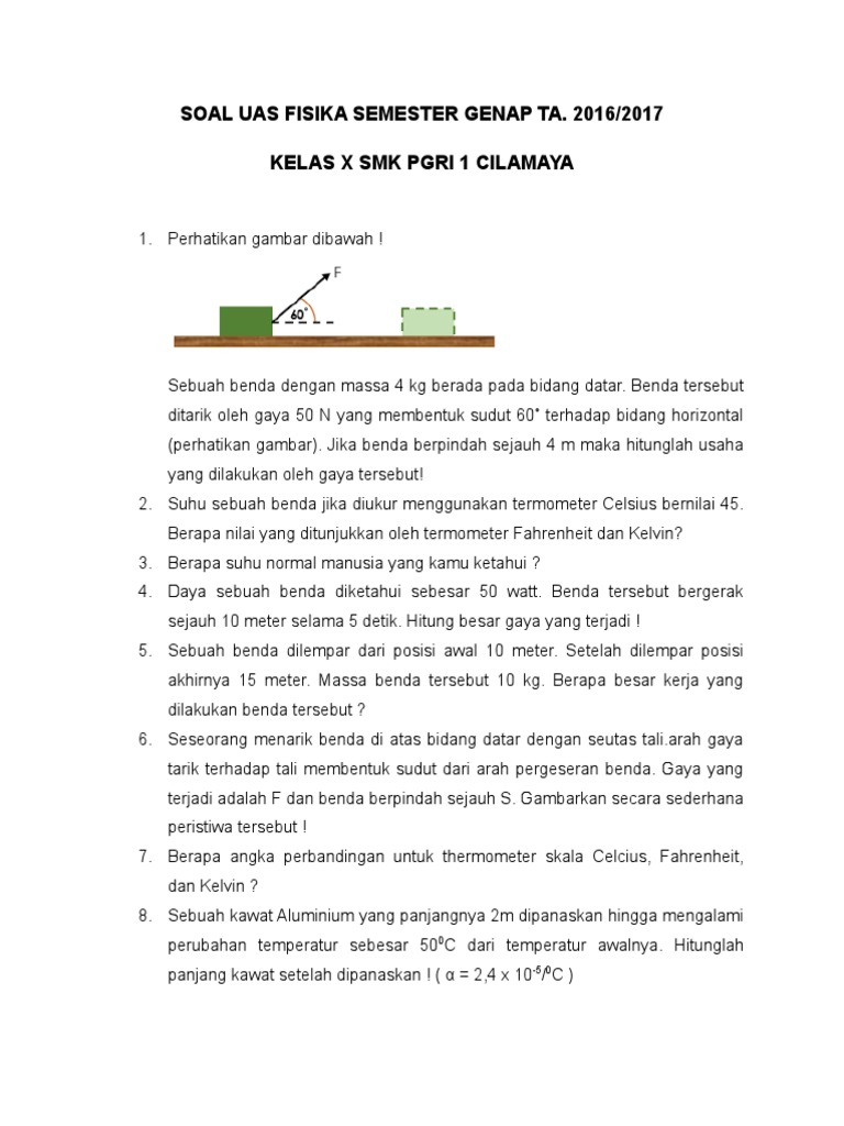 Soal Uas Fisika Kelas X | PDF
