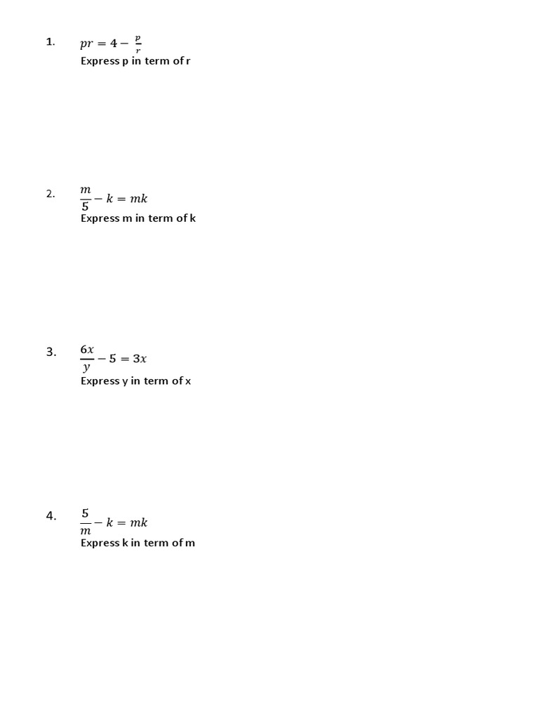Algebraic Equation Rearrangements | PDF