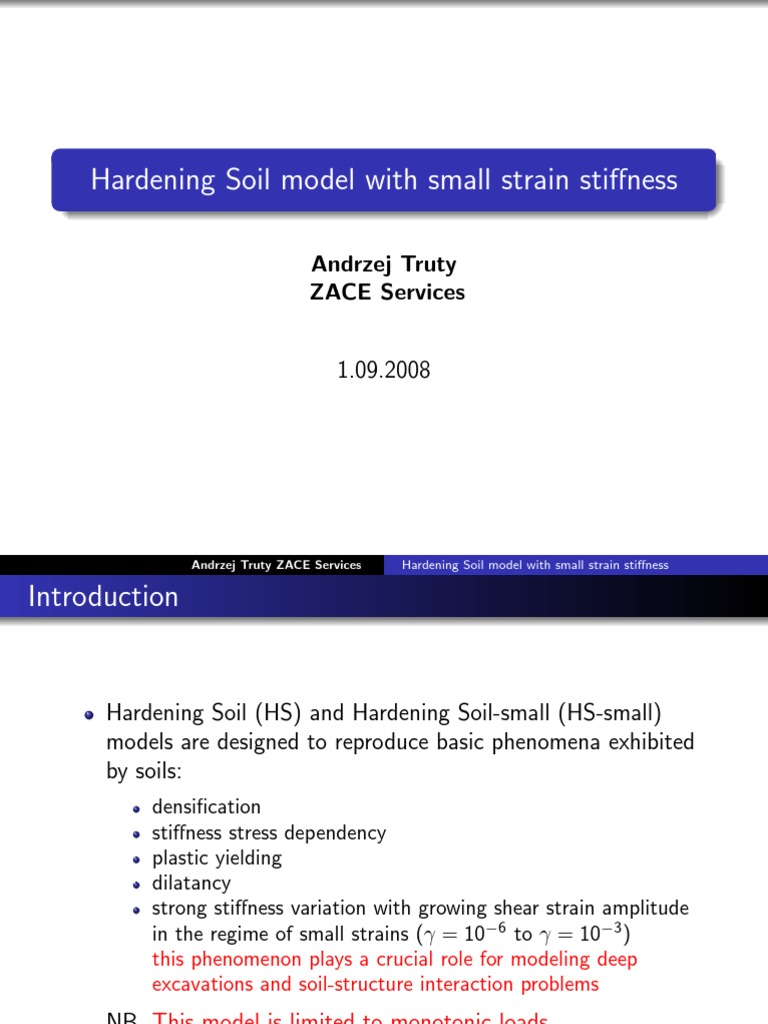 Hardening Soil Model | PDF | Elasticity (Physics) | Young's Modulus