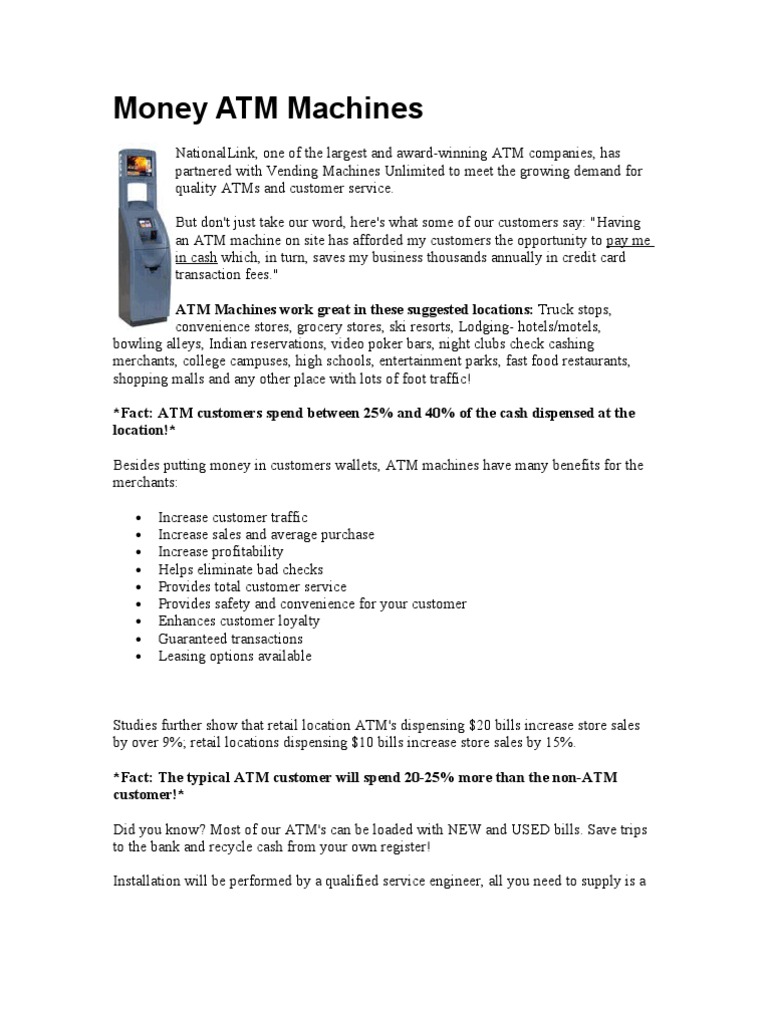 Money ATM Machines | PDF | Automated Teller Machine | Vending Machine