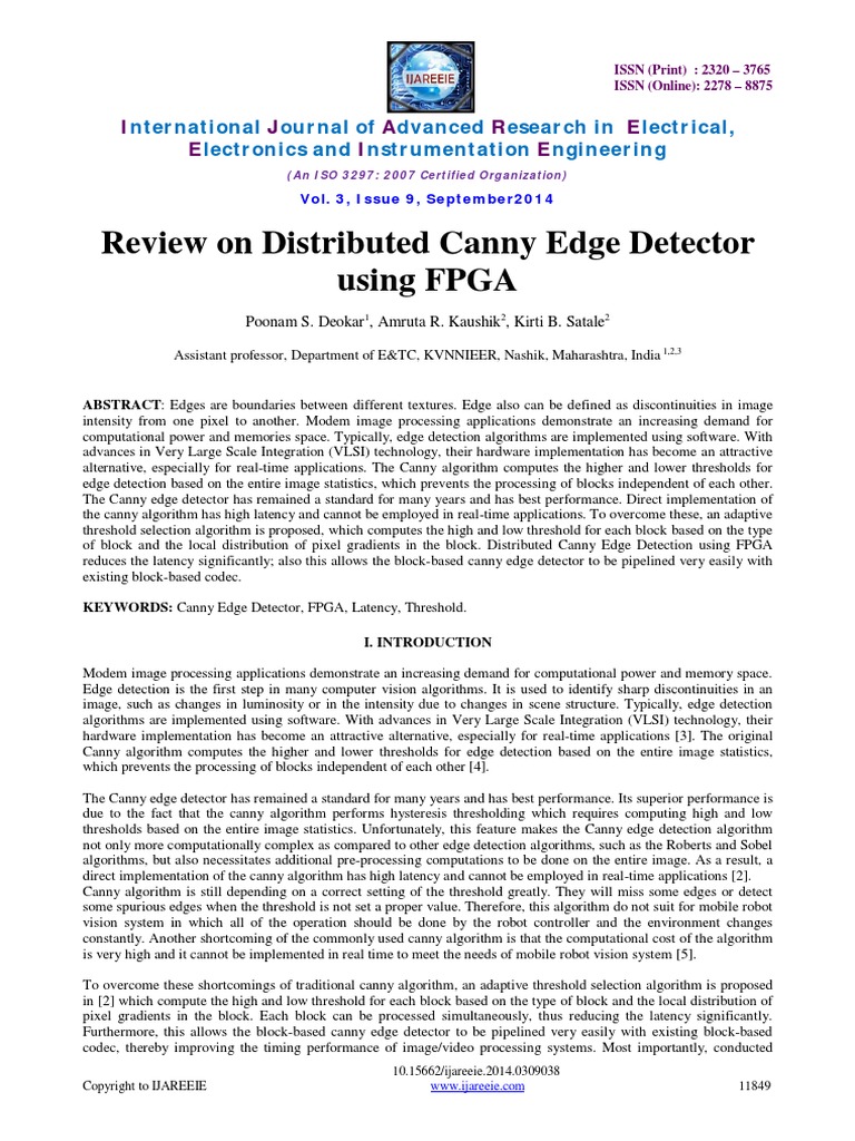 Review On Distributed Canny Edge Detectorusing Fpga | PDF | Areas Of Computer Science | Signal ...