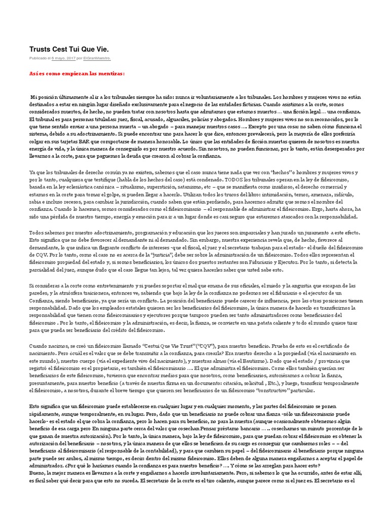 Trusts Cest Tui Que Vie. | PDF | Ley de fideicomiso | Cristo (título)