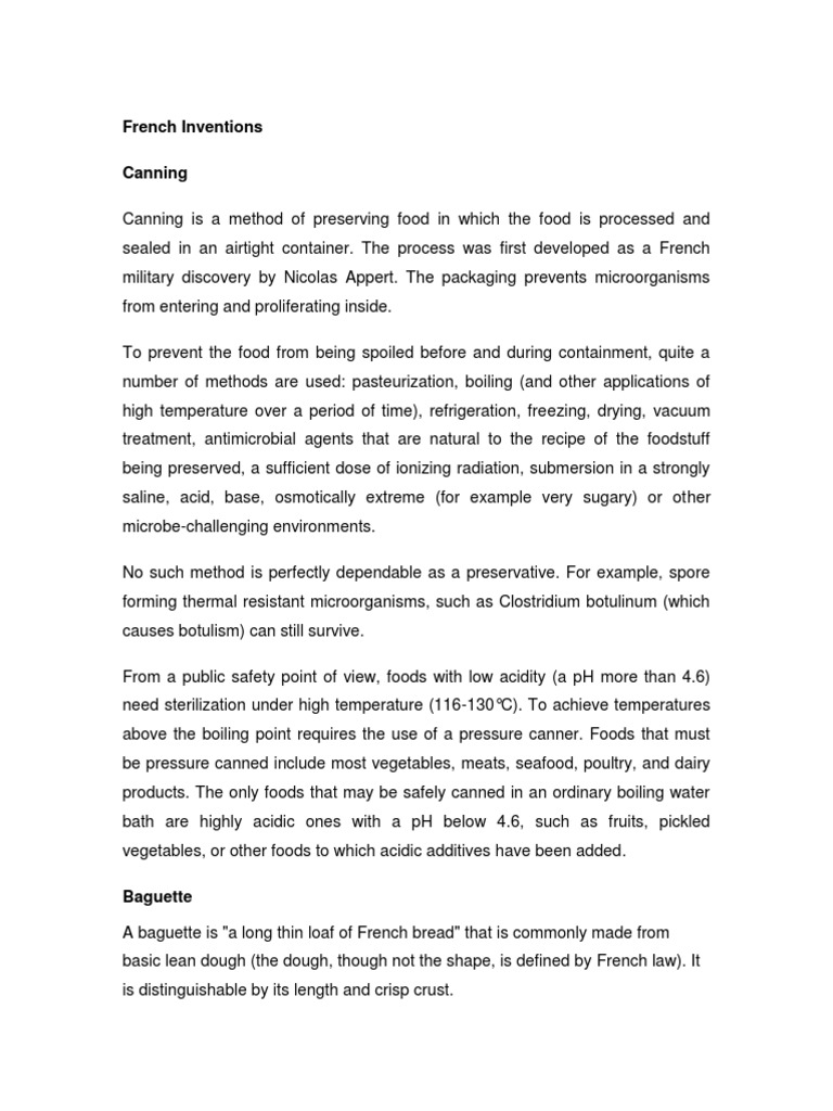 French Inventions | PDF | Canning | Food And Drink