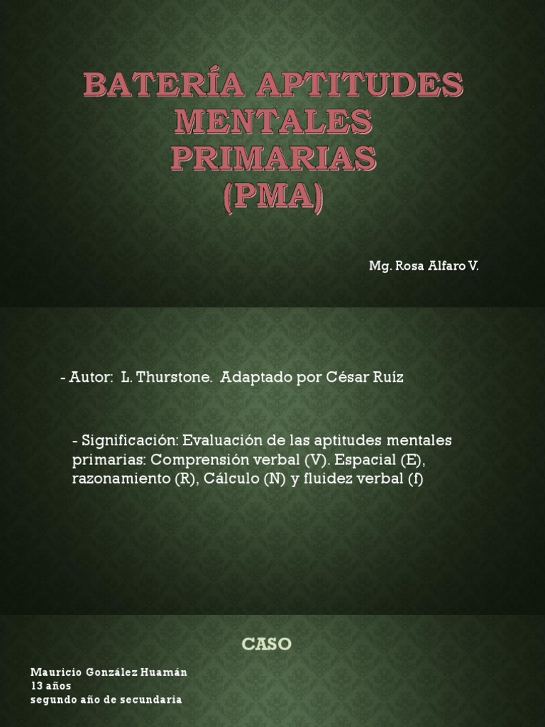 Prueba de Aptitudes Mentales (Pma) | PDF