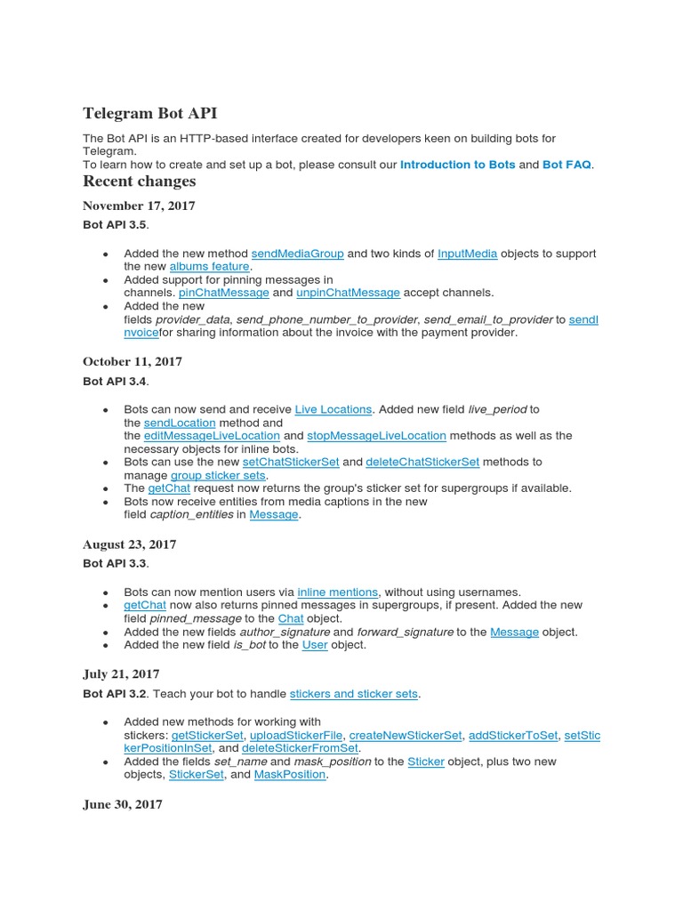 Telegram Bot API | PDF | Hypertext Transfer Protocol | Boolean Data Type