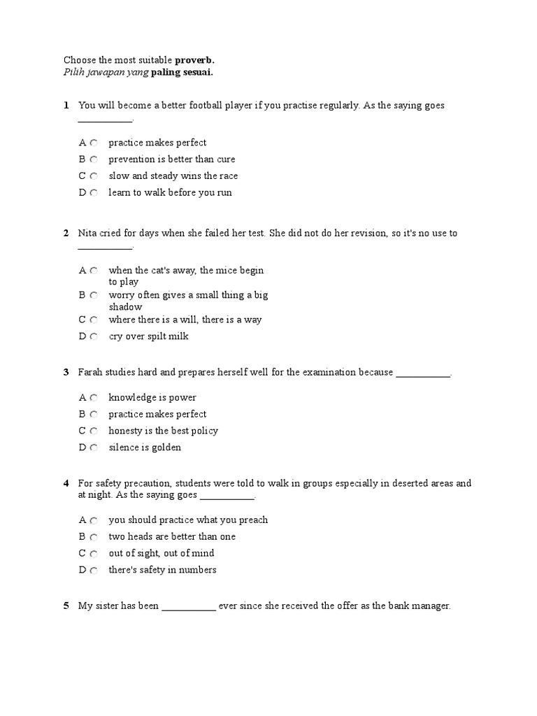 Proverbs Exercise | PDF