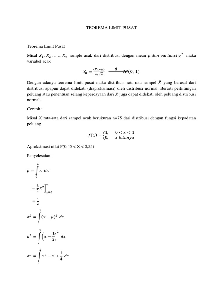 Teorema Limit Pusat | PDF | Metode & Bahan Ajar