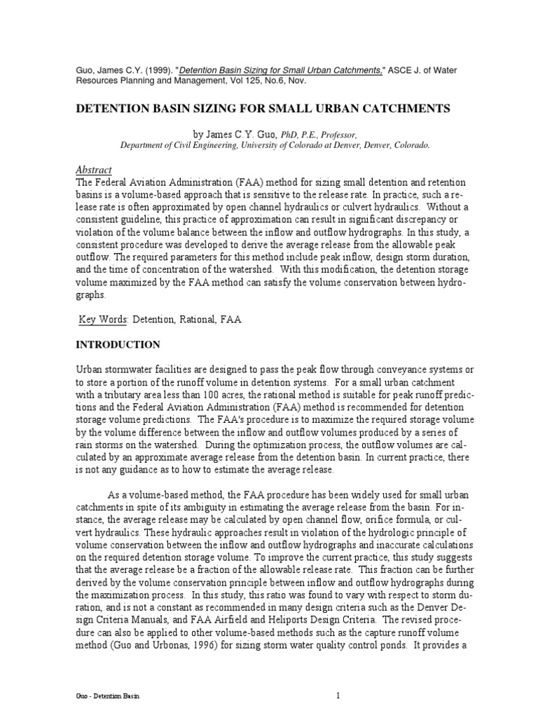Detention Basin Sizing For Small Urban Catchments PDF | PDF | Discharge ...