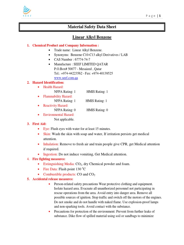Lab Material Safety Data Sheet 2012 | PDF | Personal Protective ...